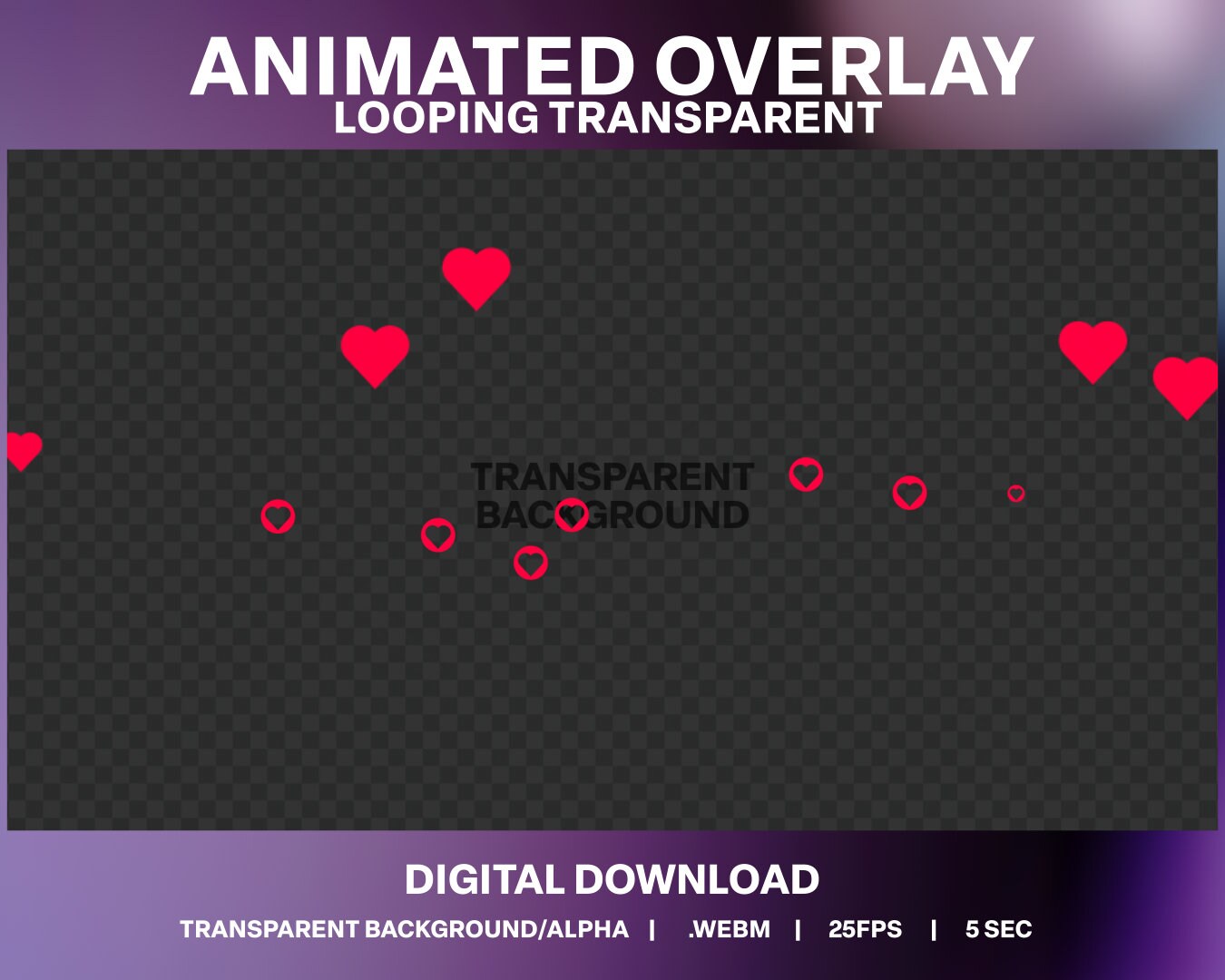 Animated Hearts Stream Overlay | Floating Likes Streamer Notification ...