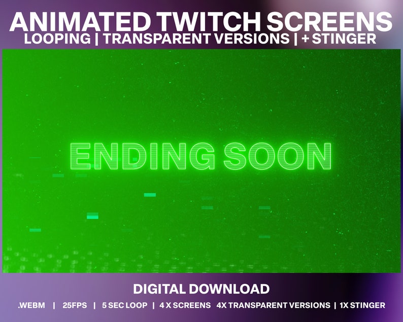 Neon Glitch Animated Twitch Stream Screens VHS Cyber Punk Noise Stream ...