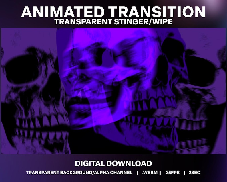 Animated Purple Skull Stream Transition: Horror Film Distortion (.webm ...