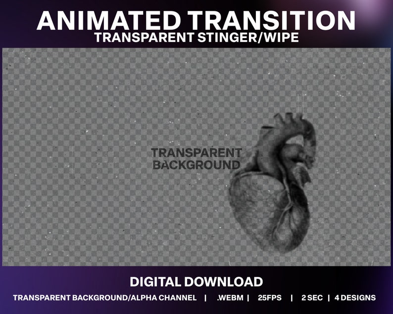 Creepy Heart Stream Transition: Glitch Punk Film Wipe (digital Download ...