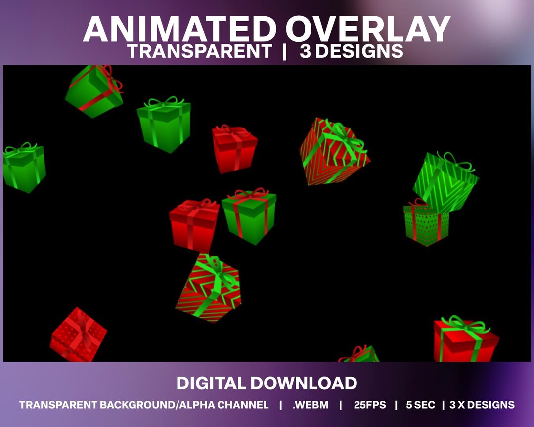 Falling Xmas Presents Animated Stream Overlay | Raining Christmas Gifts ...