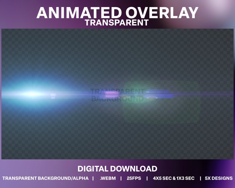 Animated Lens Flares Stream Overlays Cinematic Light Leaks Transparent Dance Rays VJ Live Bokeh ...