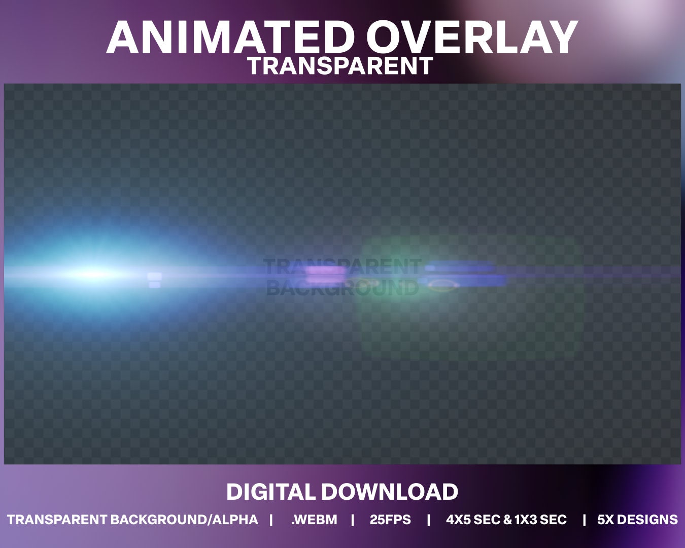 Animated Lens Flares Stream Overlays: Transparent Light Leaks (digital ...