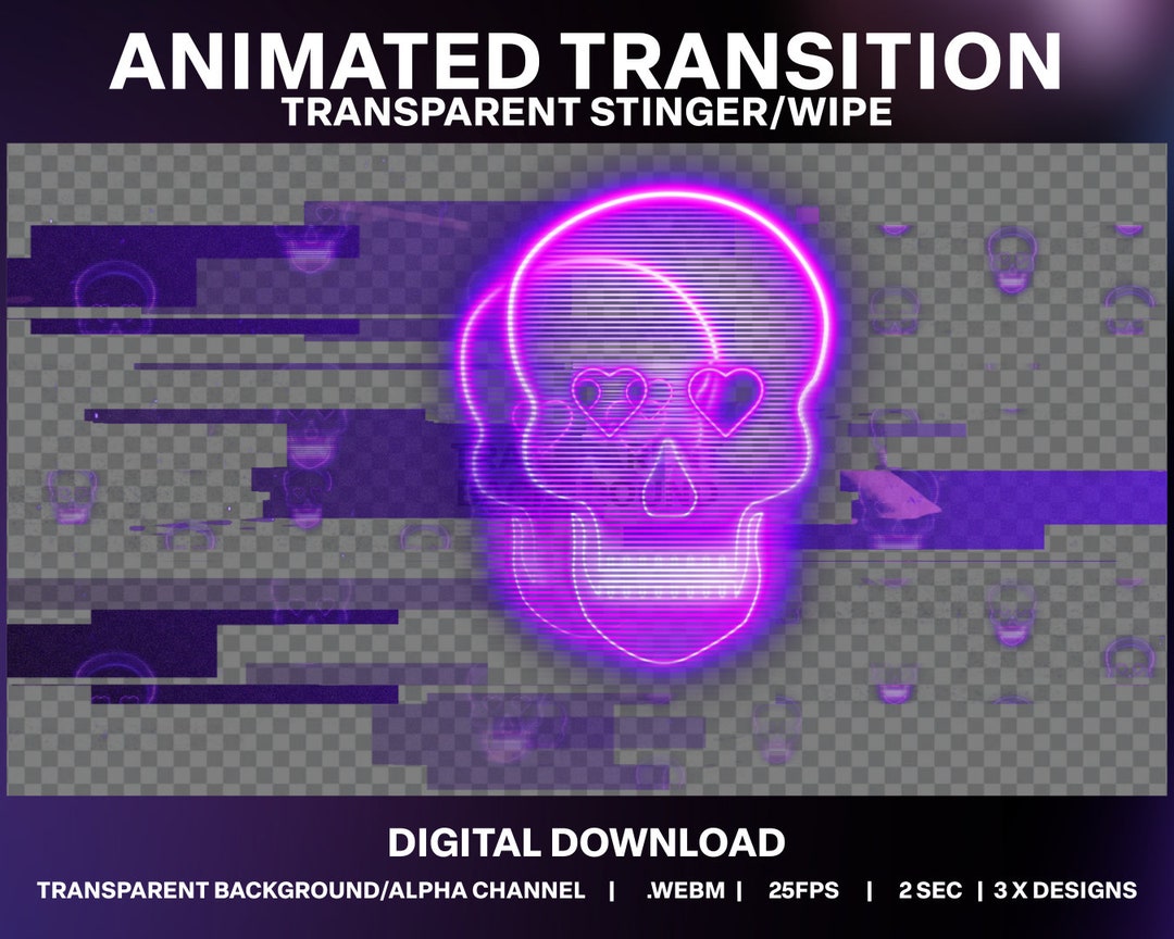 Neon Skull Glitch Stream Transition: Punk Animation (digital Download ...