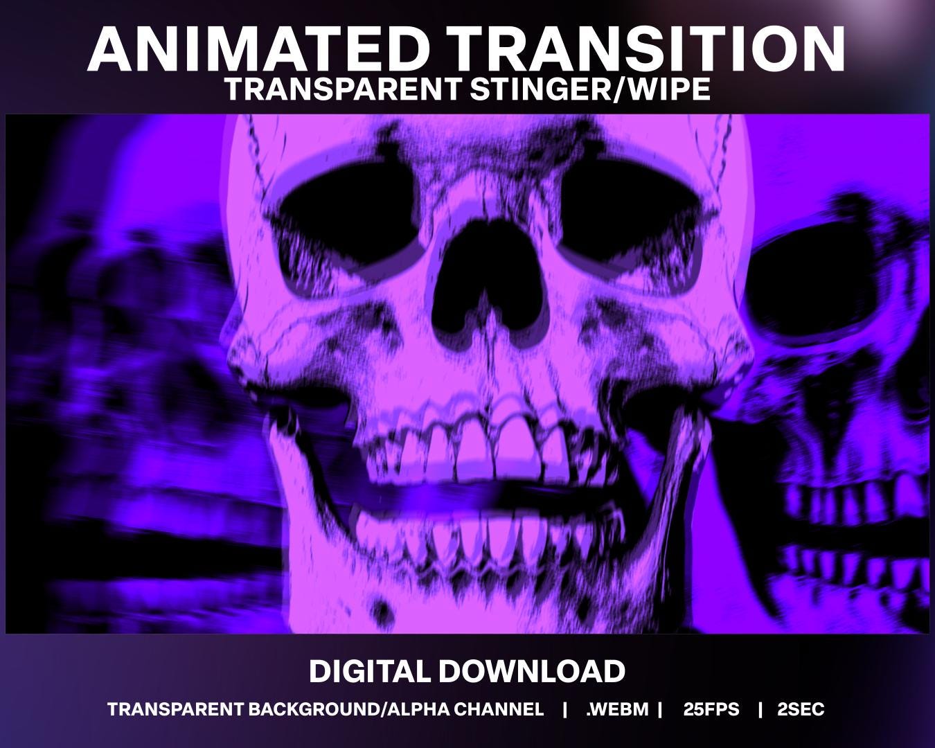Animated Purple Skull Stream Transition: Horror Film Distortion (.webm ...