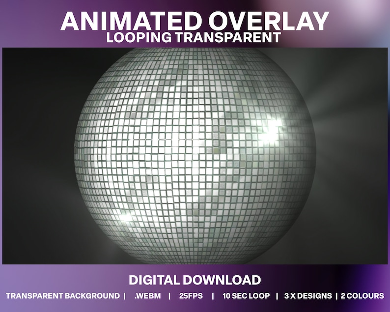 Disco Ball Animated Overlay Loops | Twitch DJ Stream Lights | Mirror ...