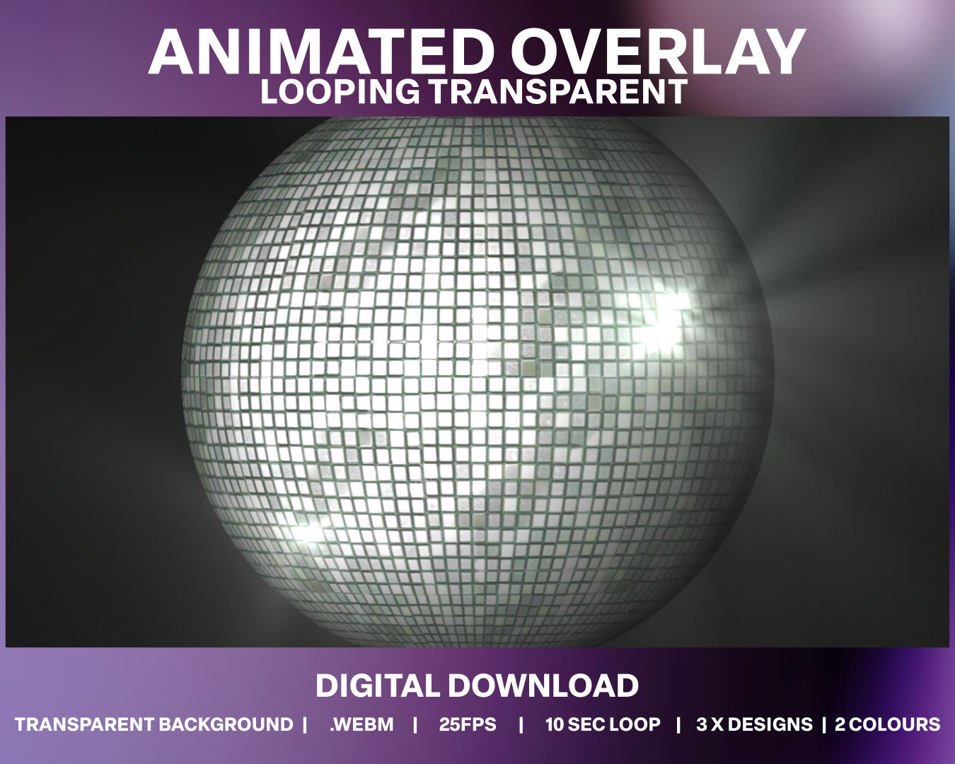 Disco Ball Animated Overlay Loops Twitch DJ Stream Lights Mirror Ball ...