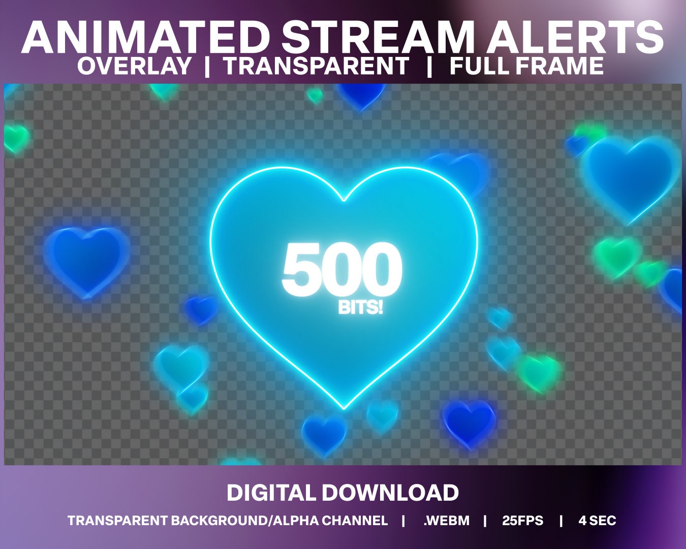 Animated Heart Bomb Bits Alert: Twitch Stream Cheer Overlay (digital ...
