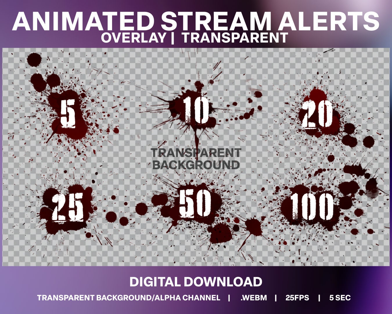 Splatter Subscriber Alert Creepy Paint Splat Subs Stream Overlay Horror ...