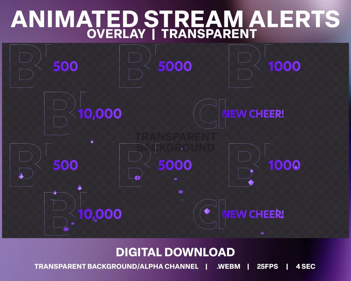 Animated Twitch Bit Bomb Alert: Pink Stream Cheer Overlay (digital ...