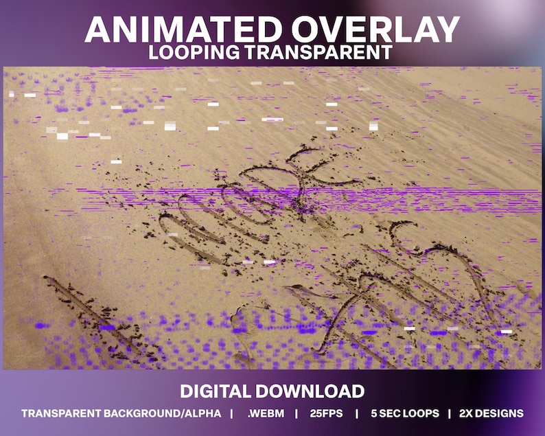 Purple Cyber Glitch Animated Overlay: Looping Stream Decoration ...