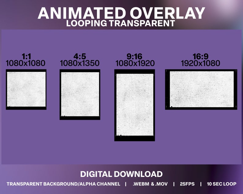 Film Frame Animated Transparent Overlay | 8mm Film Frame | VHS Old Film ...