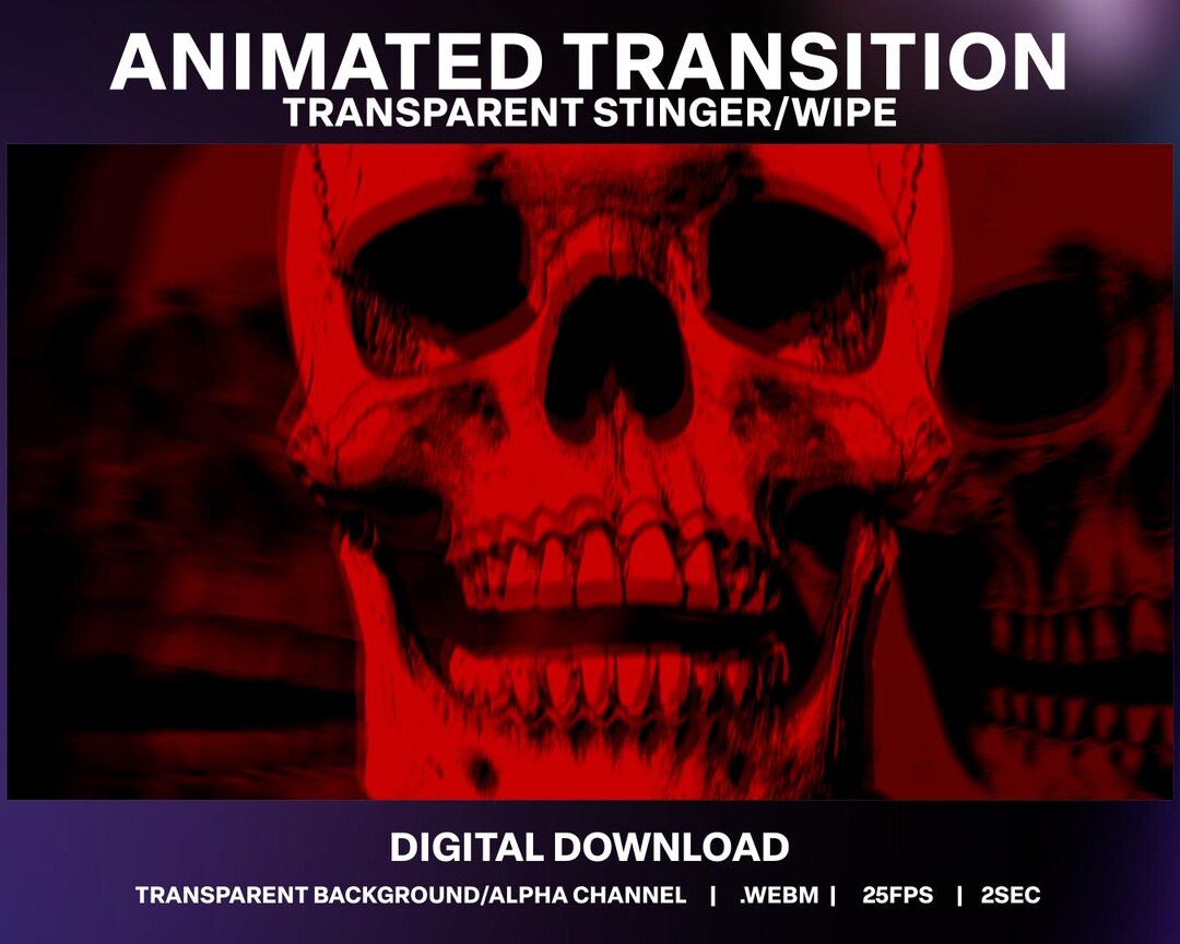 Animated Skull Transition | Horror Film Distortion Streaming Wipe ...