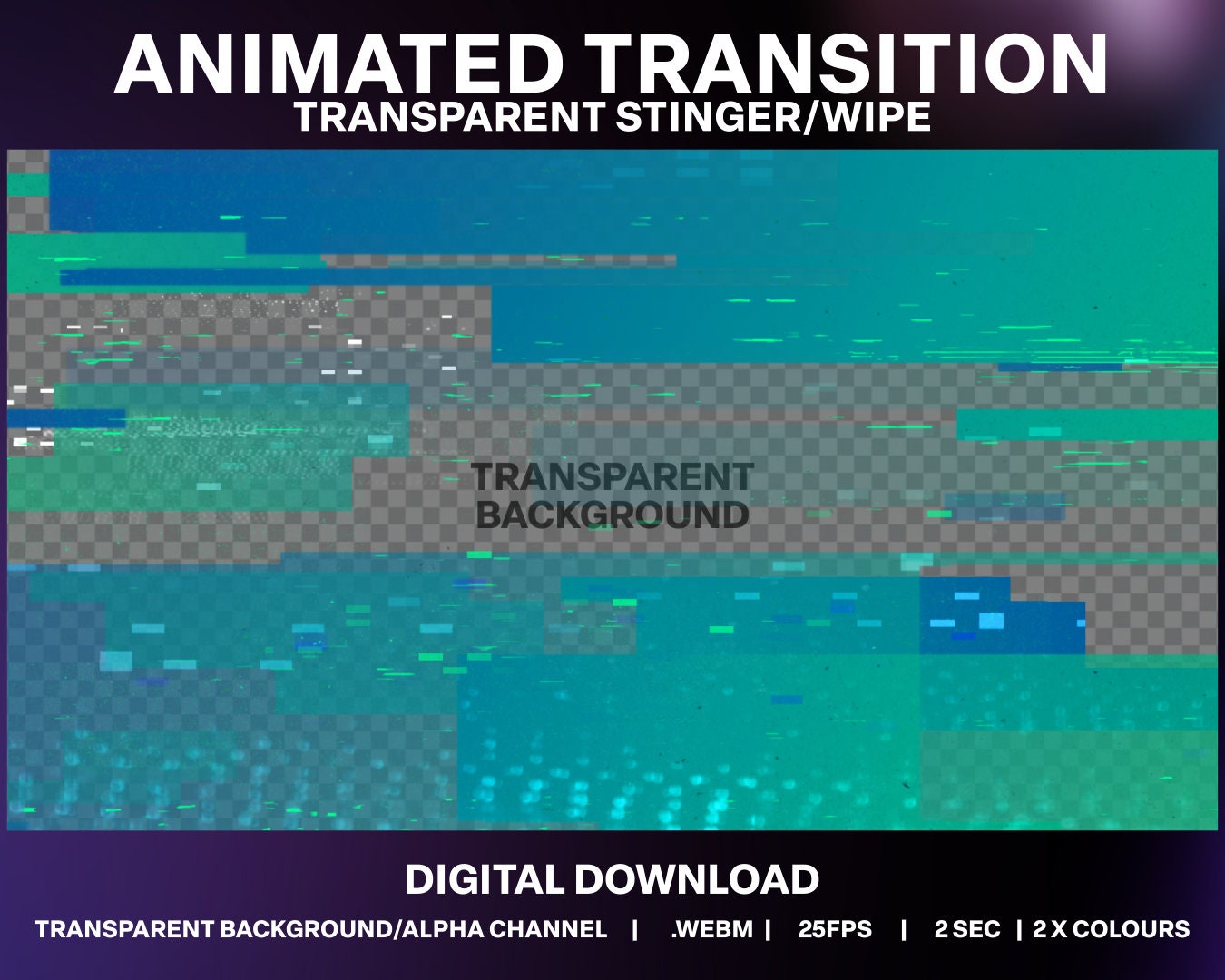 Neon Cyber Glitch Animated Stream Transition: Blue/green (digital Download) - Etsy