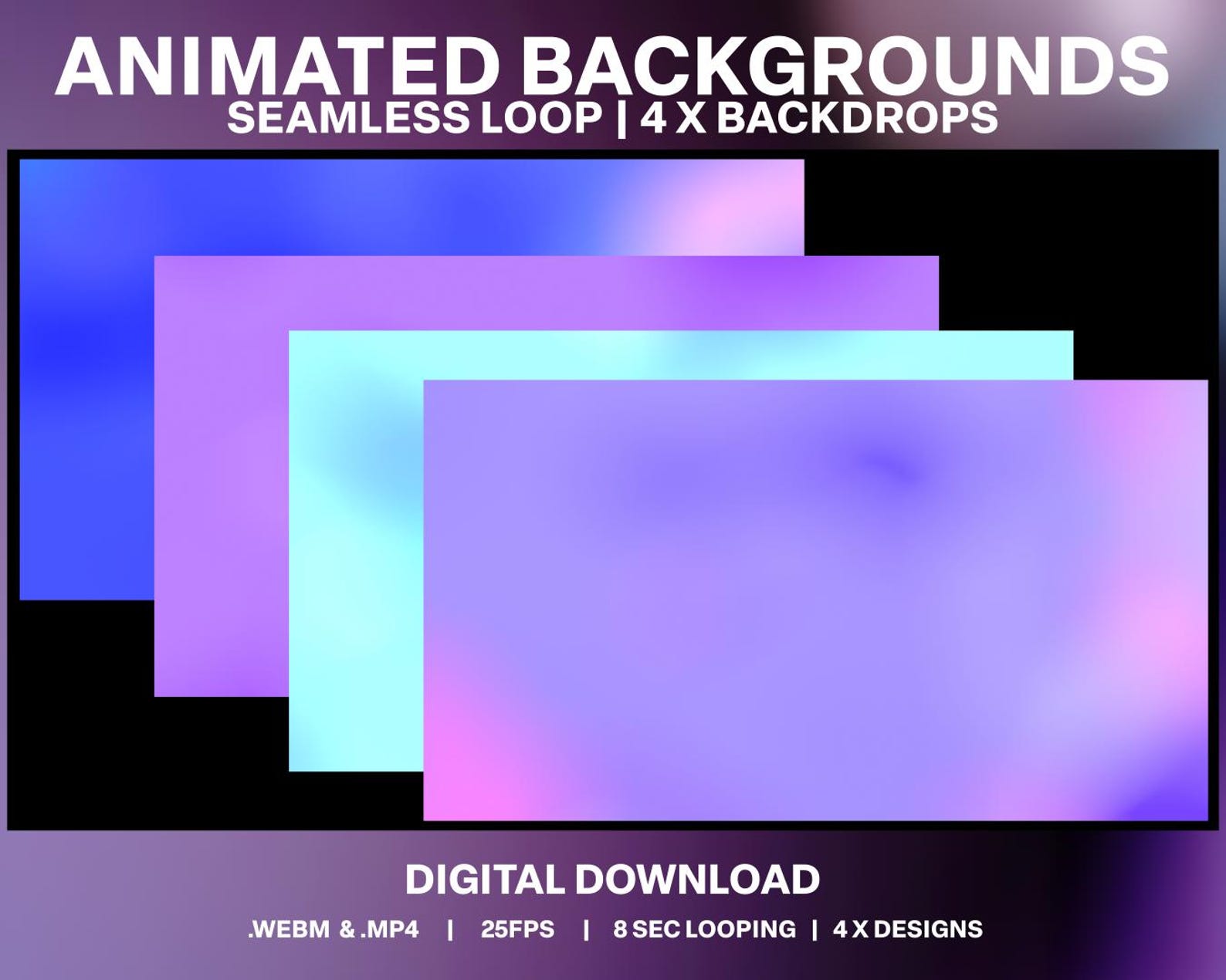 Animated Gradient Backgrounds Pack | MP4 | Webm | Looping Colour Backdrop Video | Twitch | Kick ...