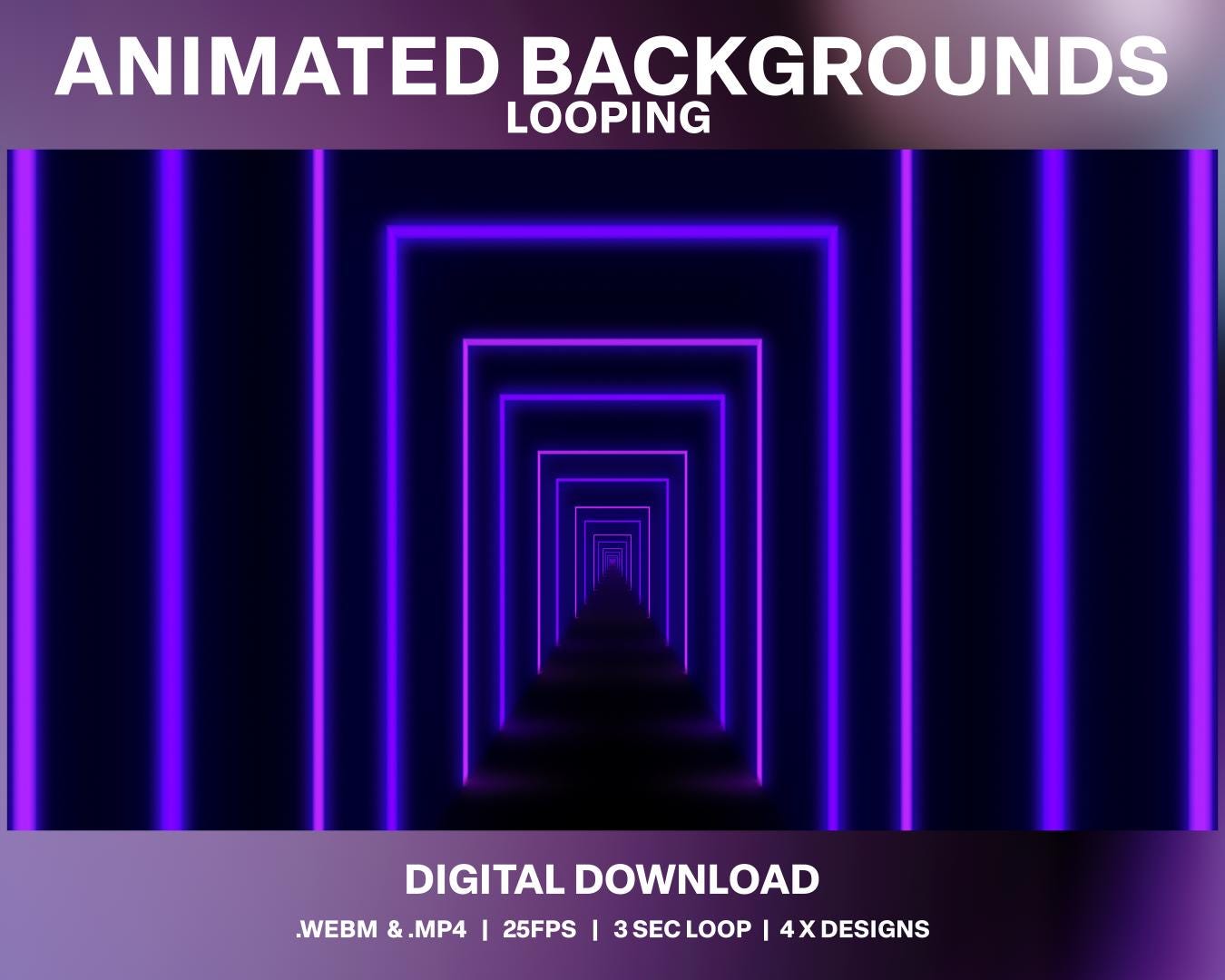 4x Animated Neon Loops | DJ Streamer Backgrounds | Streaming Virtual ...