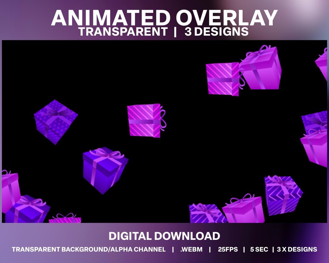 Animated Purple Presents Stream Overlay | Looping Video (digital ...