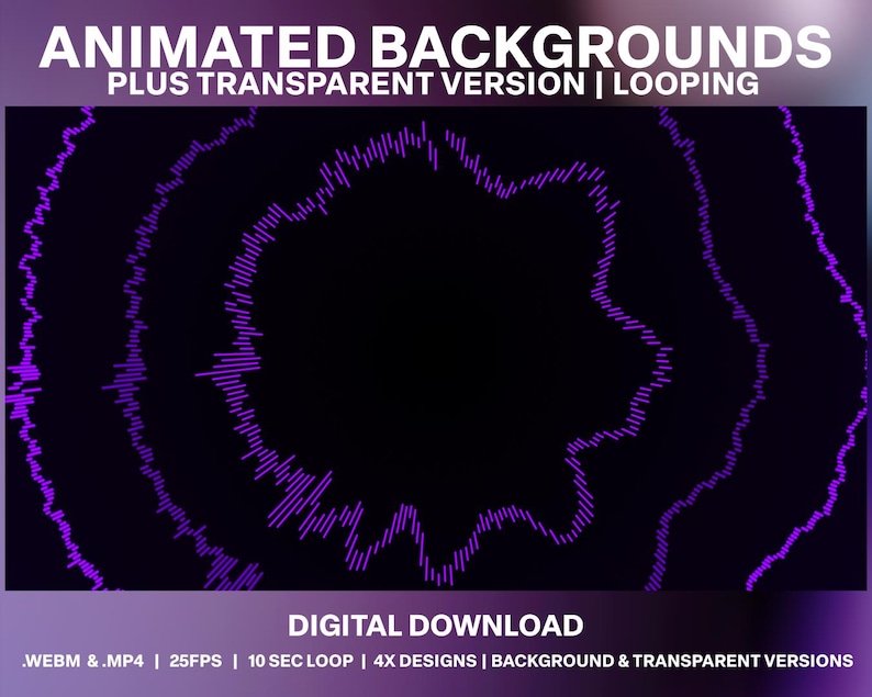 Animated Audio Wave Loop Backgrounds: DJ Stream Decoration (digital ...
