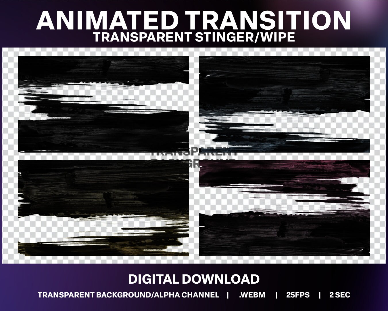 Paint Stroke Animated Transition: Transparent Overlay (digital Download ...