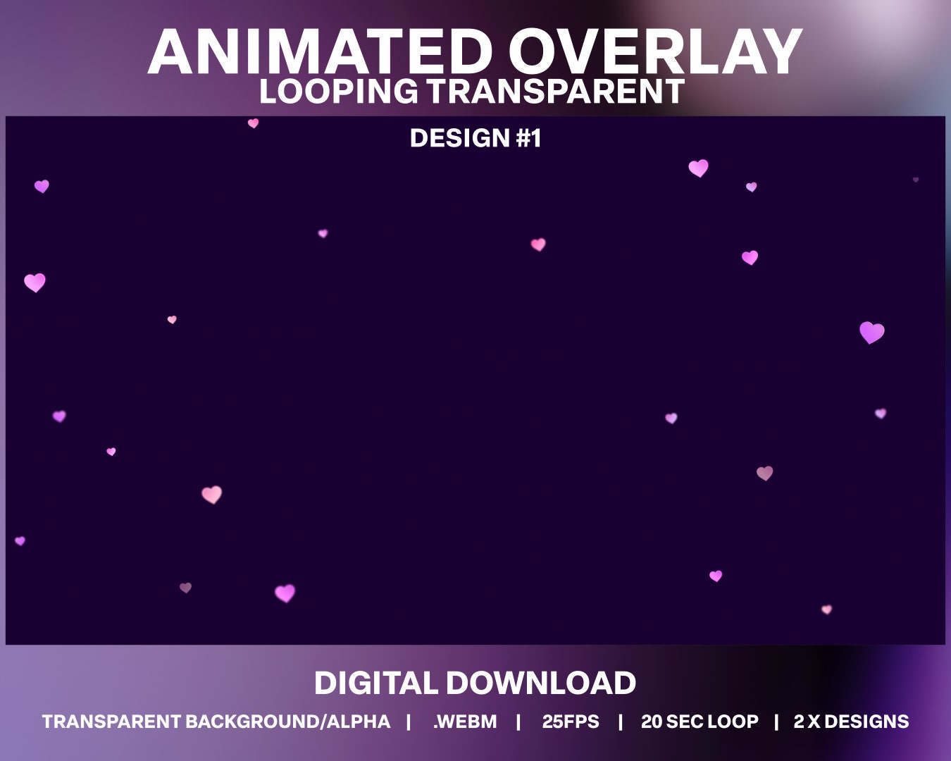 Love Hearts Animated Stream Decoration | Valentines Pink Looping ...