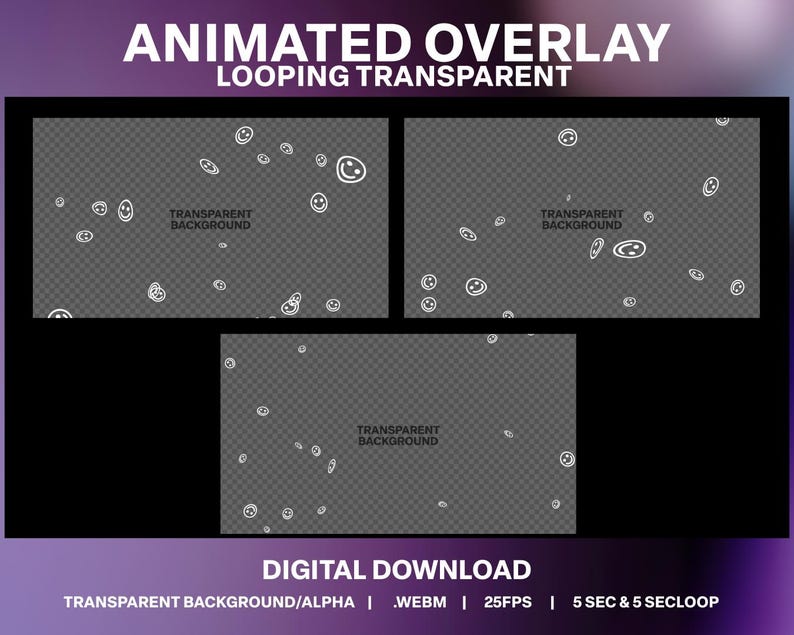 Animated Falling Smiley Face Overlay Loop | Twitch DJ Stream (digital ...