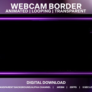 Purple Neon Glitch Animated Webcam Border: Streaming Overlay (digital ...