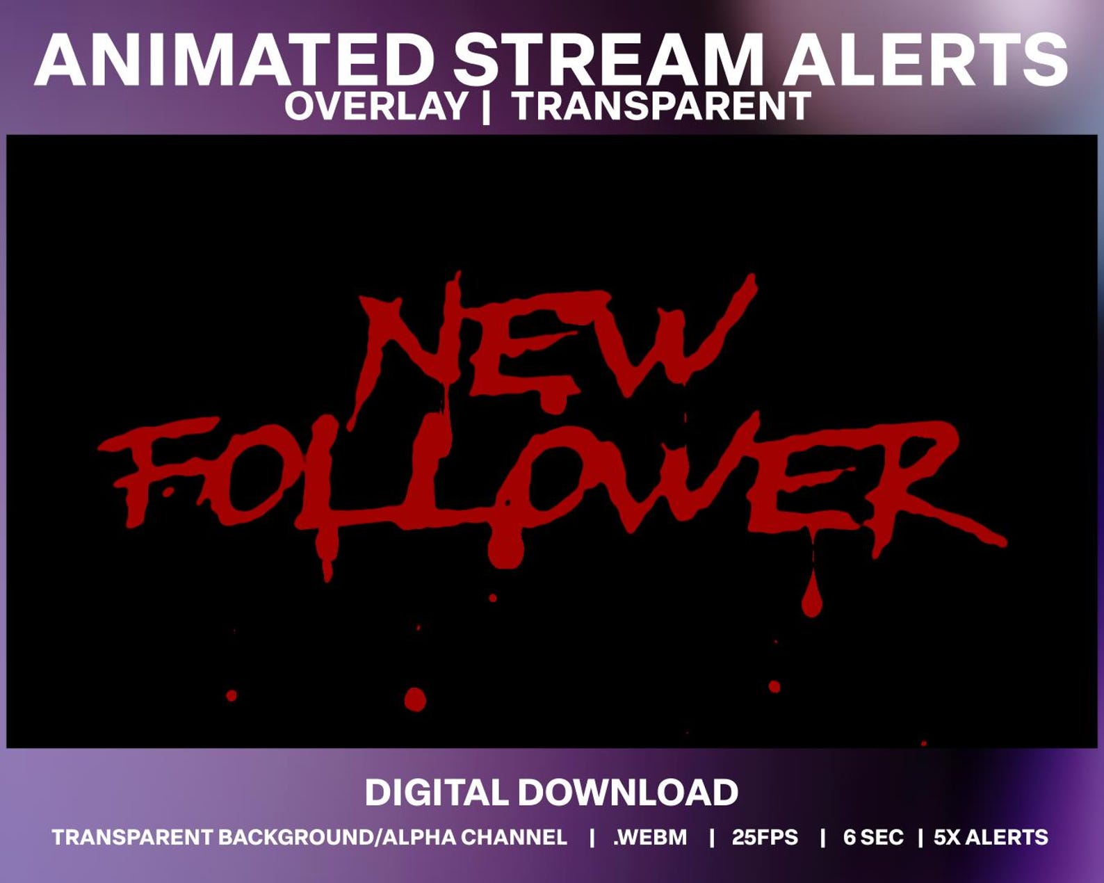 Animated Blood Dripping Stream Alerts | Horror Red New Subscriber Bits ...