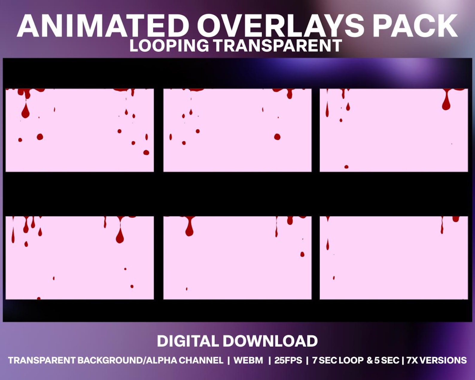 Animated Blood Drip Stream Overlays | Creepy Paint Dripping Transparent ...