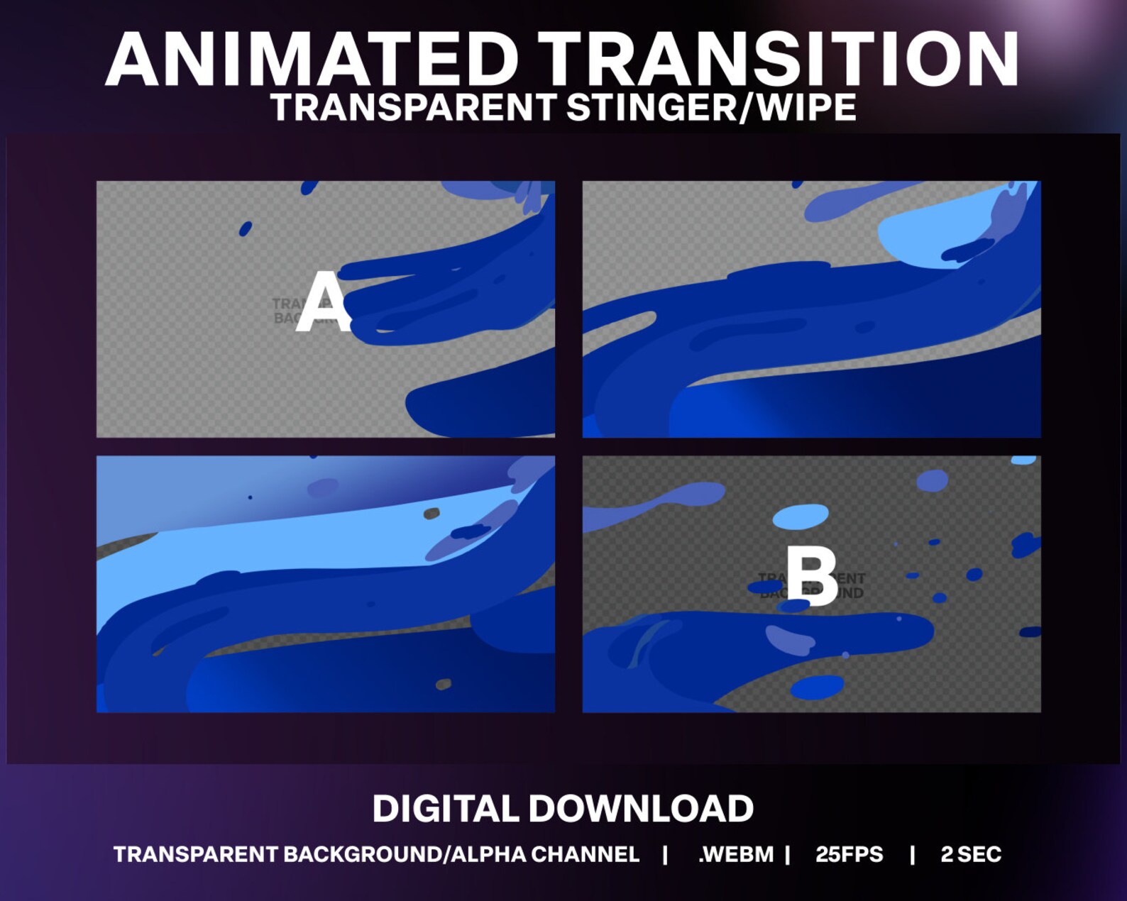 Animated Blue Water Stream Stinger: Cartoon Fluid Twitch Transition ...
