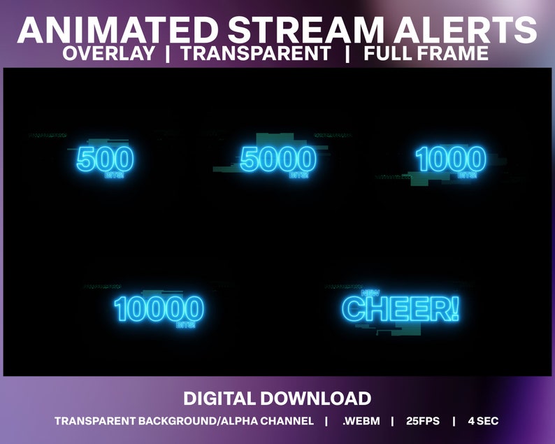 Blue Neon Glitch Bomb Bits Animated Twitch Alert (digital Download) - Etsy