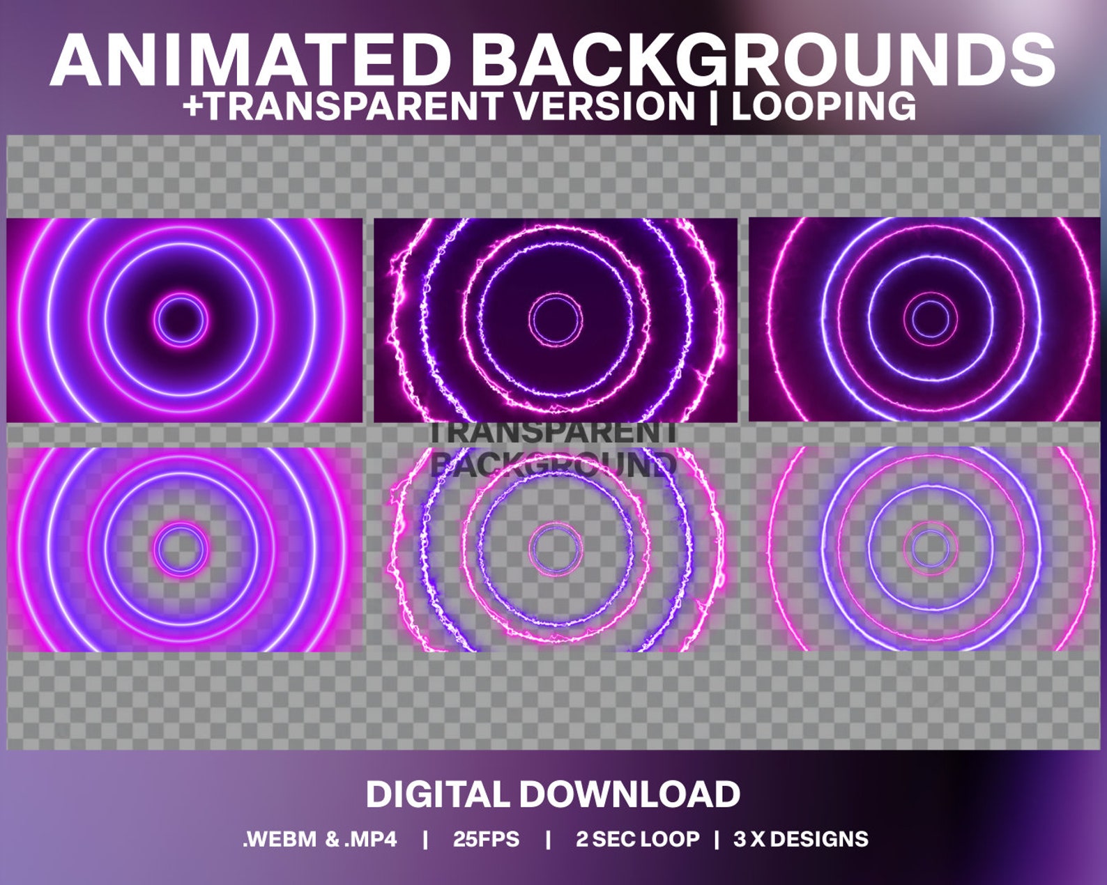 Neon Tunnel Animated Background Loop 6 Pack | Twitch DJ Stream Lighting ...