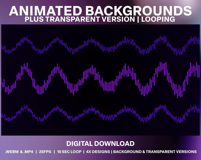 Animated Audio Wave Loop Backgrounds: DJ Stream Decoration (digital ...