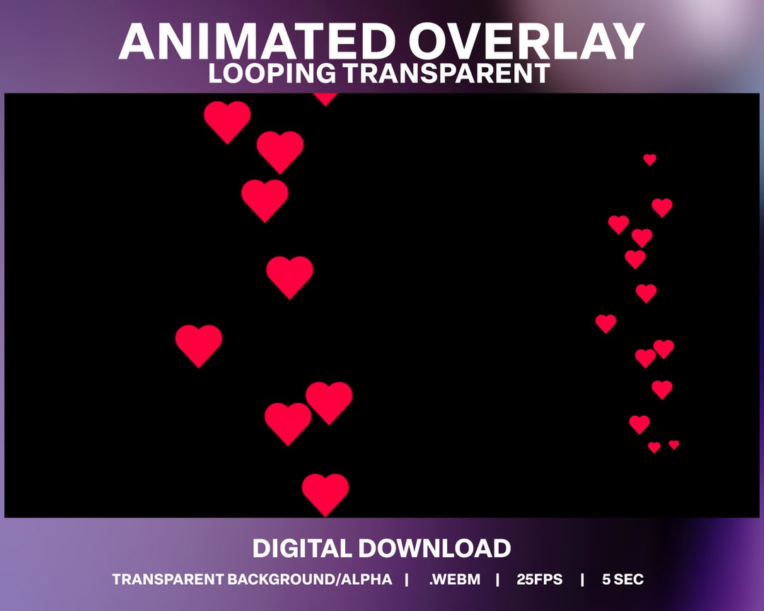 Animated Hearts Stream Overlay | Floating Likes Streamer Notification ...