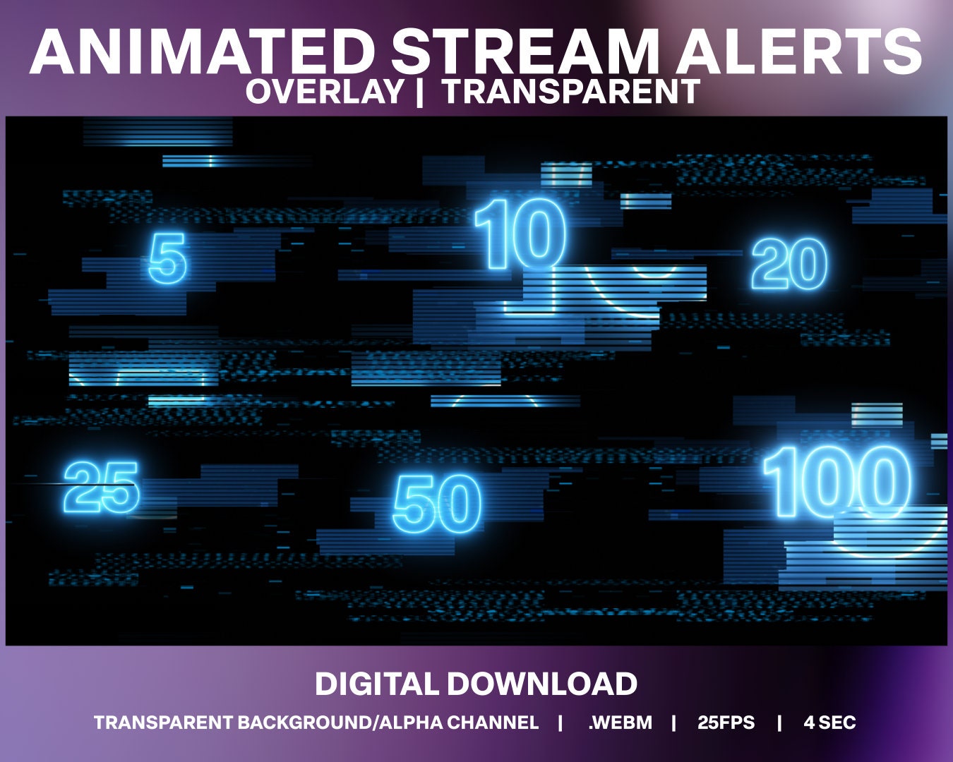 Neon Glitch Gifted Subs Alert | Twitch Subscriber Stream Animated ...