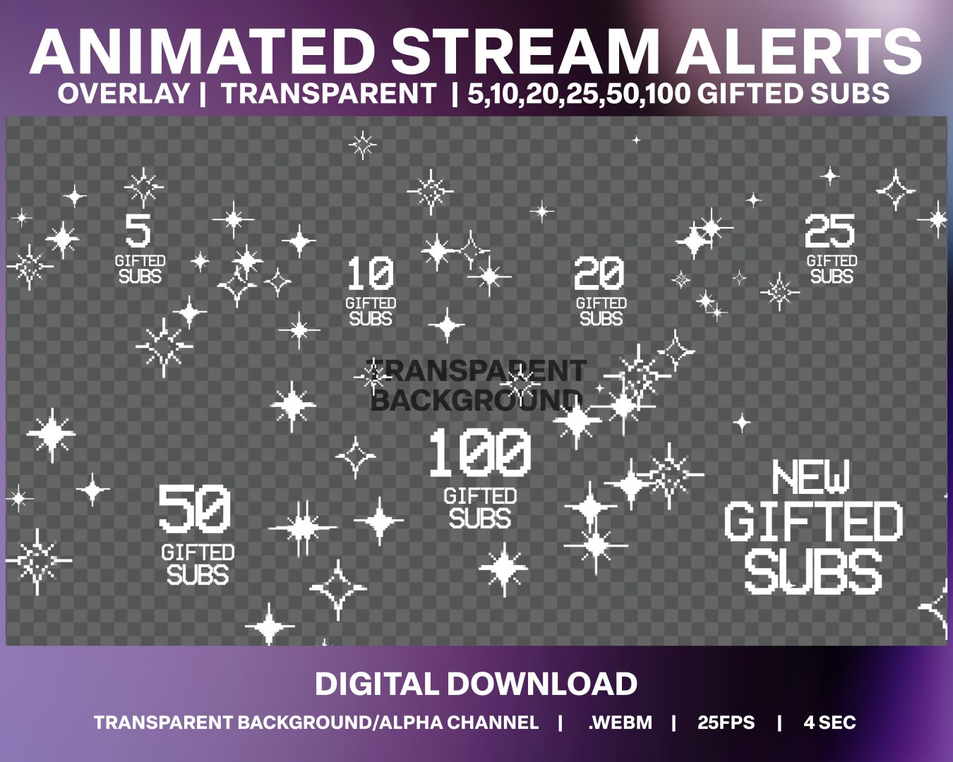 8bit Pixel Stream Alerts: Gifted Sub Overlay (digital Download) - Etsy