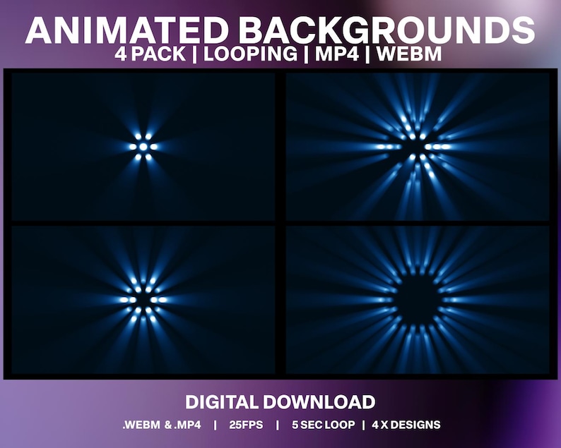 Animated Blue Disco Lights Loop: Twitch DJ Stream Strobe Lighting ...