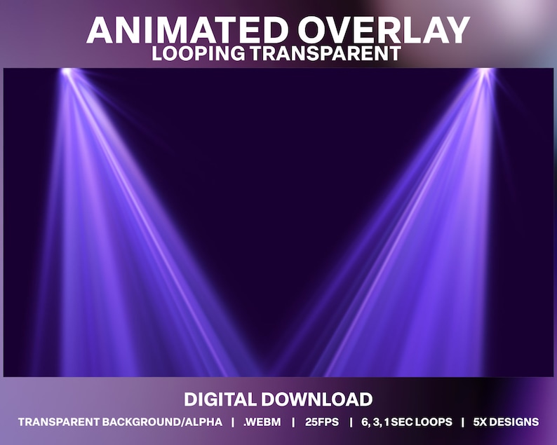 Animated Purple Stage Spotlights Loop: Twitch DJ Stream Overlay ...