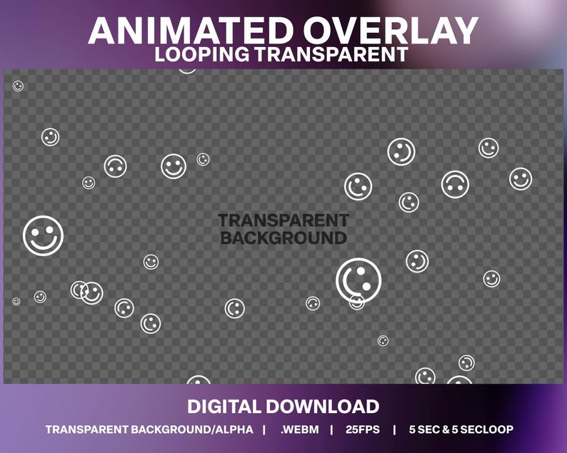 Animated Falling Smiley Face Overlay: Trippy Stream Decor (digital ...