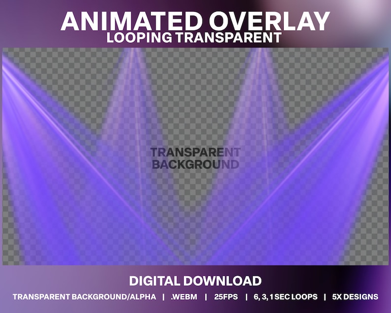 Animated Purple Stage Spotlights Loop: Twitch DJ Stream Overlay ...