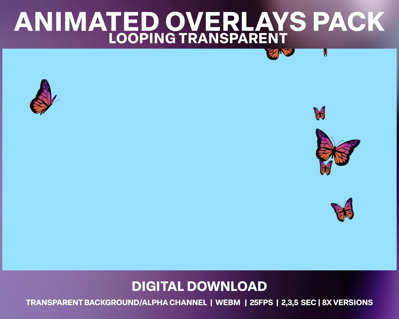 Animated Butterfly Stream Overlays: Tropical Nature Decoration (digital ...