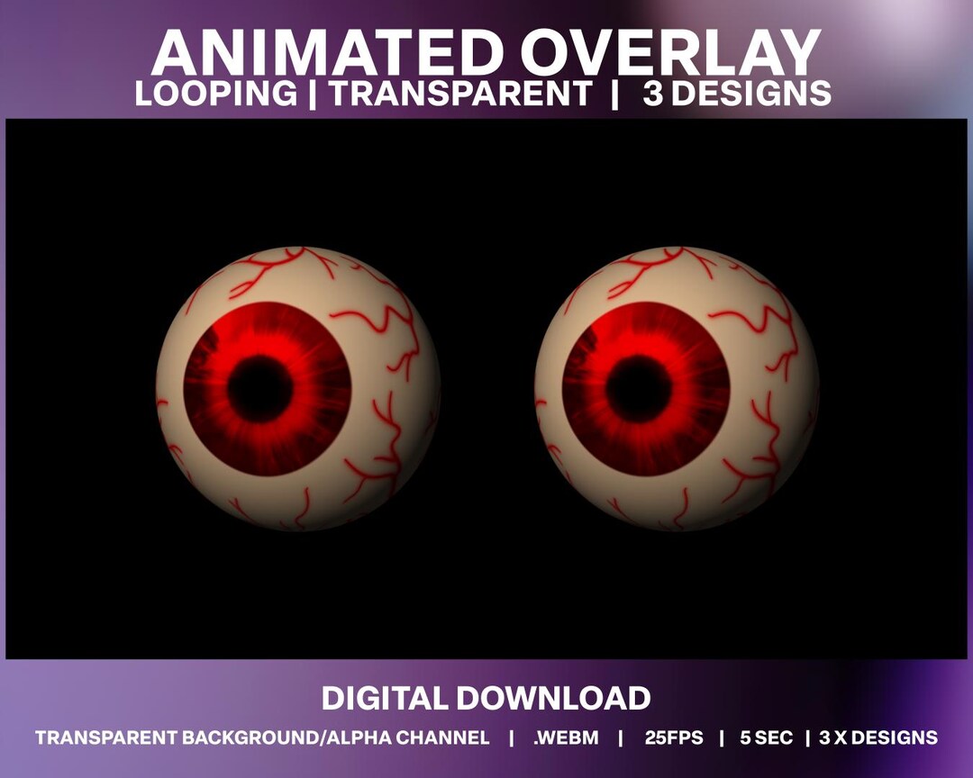 Animated Eyeballs Stream Overlays | Creepy Halloween Live Streaming ...