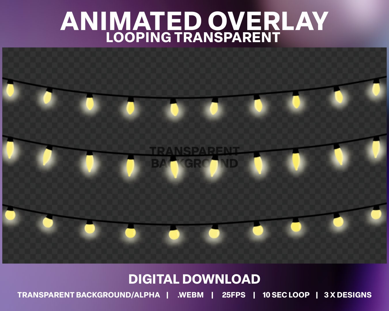 Animated Fairy Lights Stream Overlay: Festive Video Decoration (digital ...