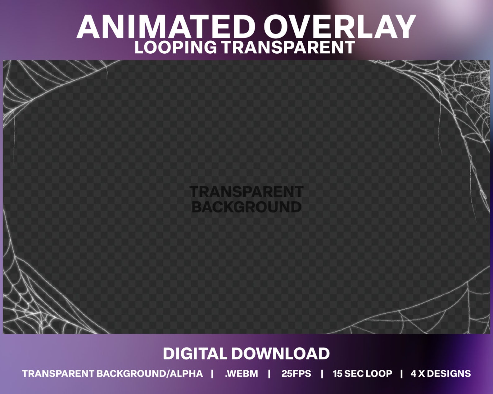 Animated Spider Web Stream Overlay: Halloween Twitch Decoration ...