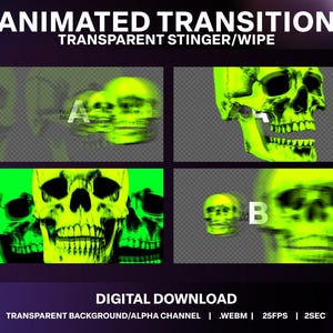 Animated Skull Transition Horror Film Distortion Streaming Wipe Scary ...