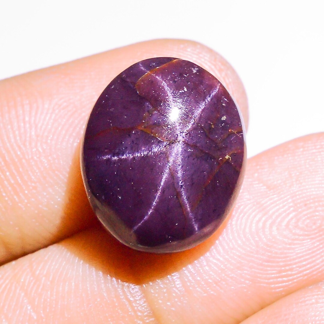 4 Rays Star Garnet Stone Star Garnet for Ring 16X13X7 Mm Size Oval Star Garnet Crystal Flat Back ...