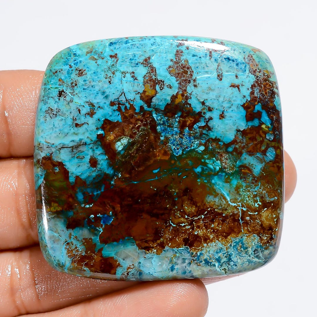 Natural Chrysocolla Crystal Cushion Large Chrysocolla Gemstone 46X45X8 ...