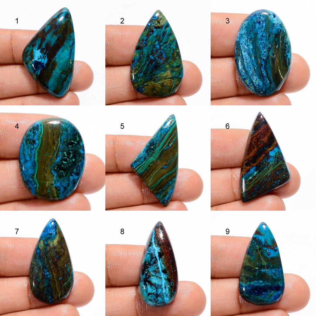 Natural Shattuckite Gemstone Flat Back Both Side Polished Shattuckite ...
