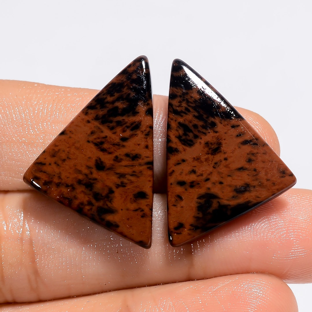 Natural Mahogany Obsidian Crystal Triangle Shape Mahogany Crystal Pair ...