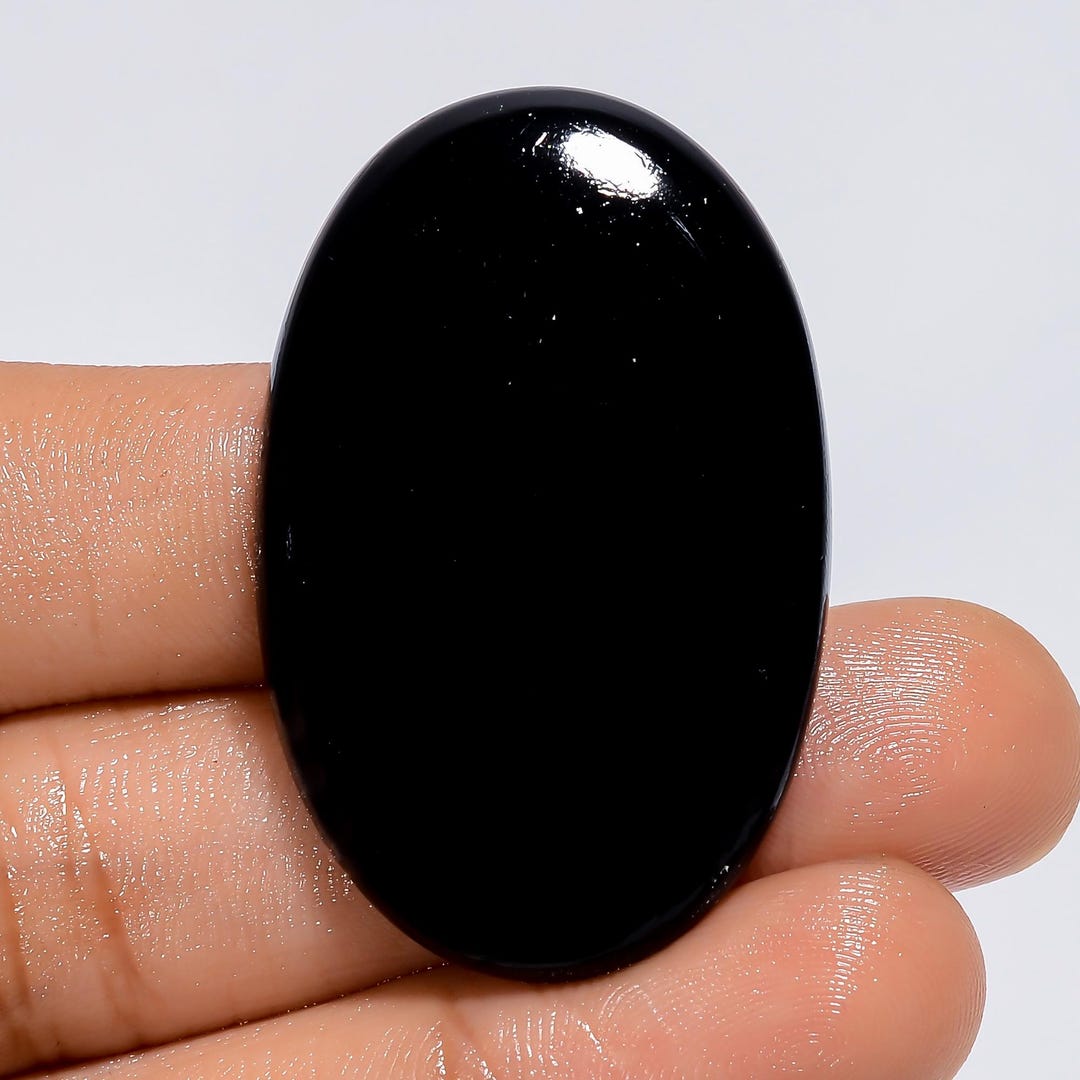 Natural Black Tourmaline Crystal Black Oval Cabochon Good Polished ...