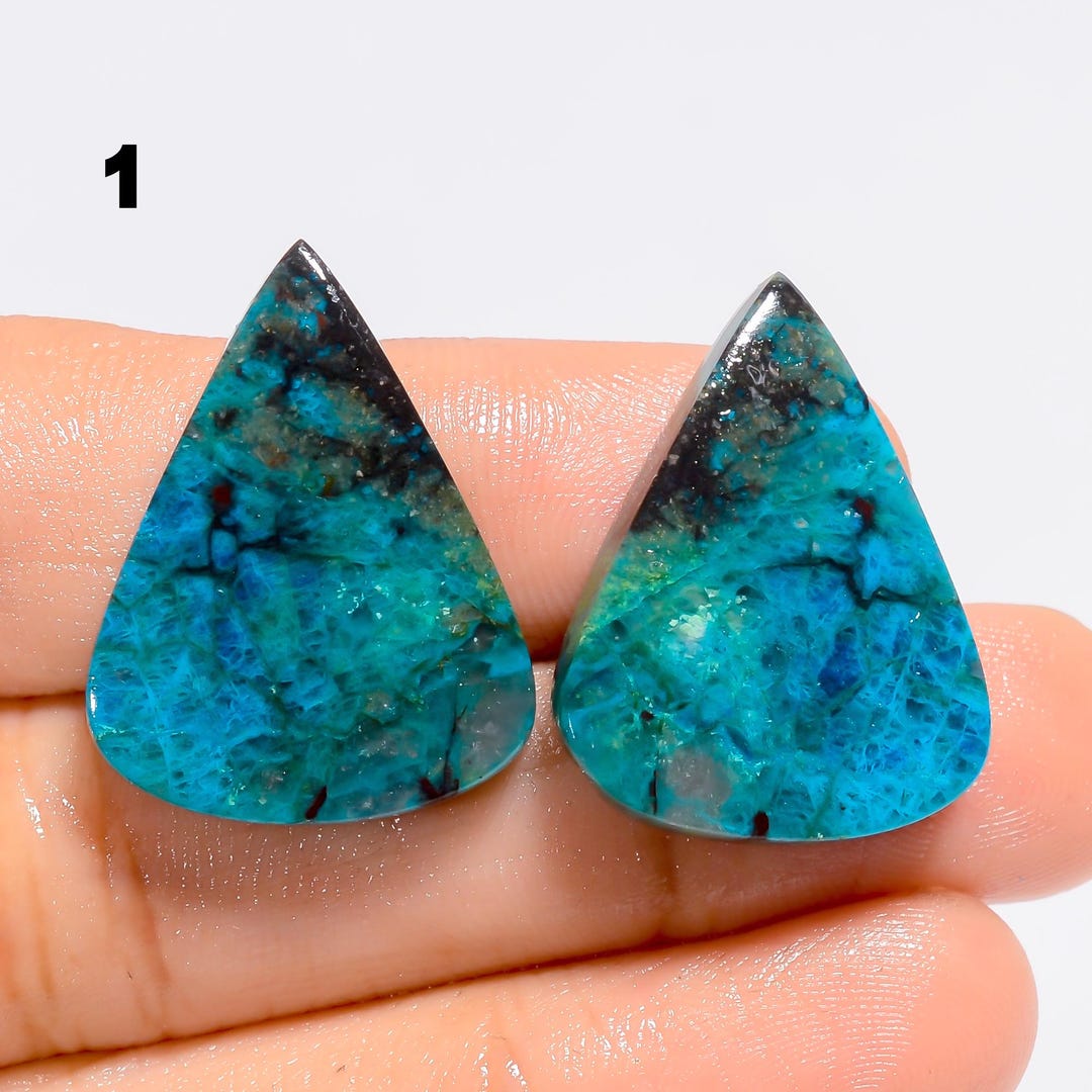 Natural Azurite Pair Azurite Cabochon Pair Blue Azurite Gemstone Pair ...
